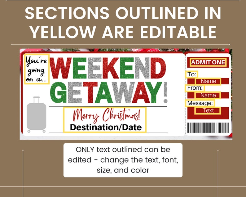 Weekend Getaway Voucher. Weekend Trip. Surprise Trip Ticket. Surprise ...