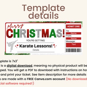 Karate Lessons Gift Certificate. Karate Class Ticket. Karate Class Gift ...