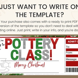 Pottery Class Gift Ticket. Pottery Class Gift Certificate. Pottery ...