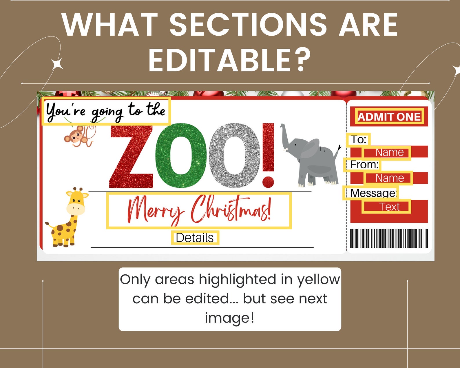 Christmas Zoo Ticket Printable. Zoo Gift Certificate. Zoo - Etsy