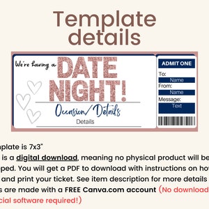 Date Night Coupon Template. Date Night Tickets. Date Coupons. Date ...