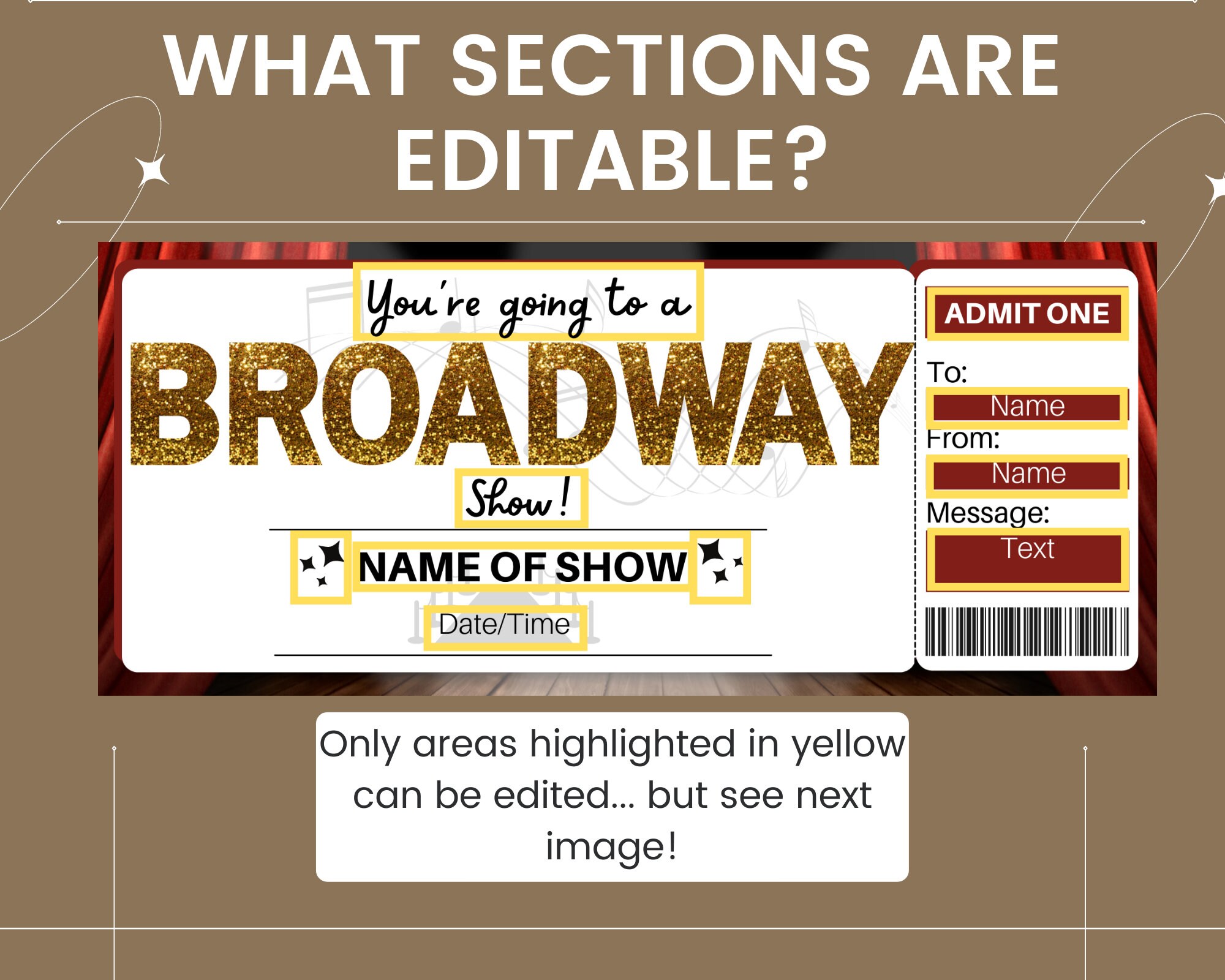 Broadway Show Gift. Broadway Tickets. Musical Ticket. Broadway - Etsy