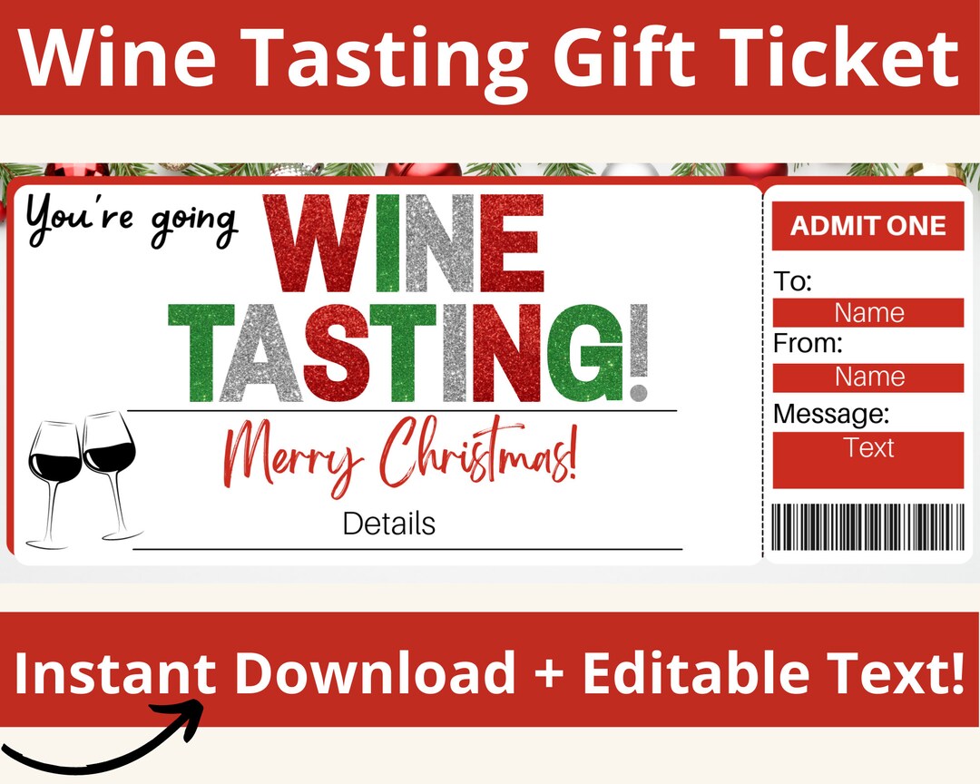 Christmas Wine Tasting Gift. Wine Tasting Trip Ticket. Wine Tasting ...