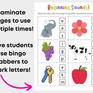 Beginning Sound Worksheet. Letter Sounds. Learning to Read. Preschool ...