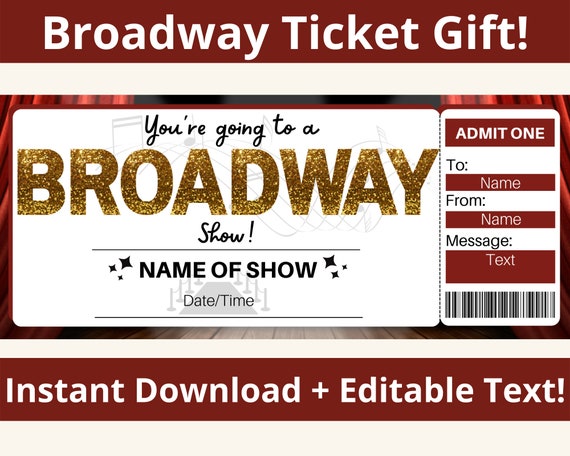 Broadway Show Gift. Broadway Tickets. Musical Ticket. Wicked - Etsy