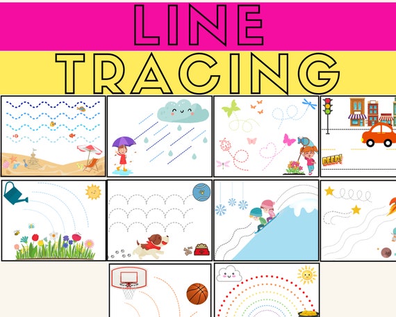 Line Tracing. Tracing Lines Worksheet. Tracing Worksheets. Pre - Etsy