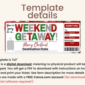 Weekend Getaway Voucher. Weekend Trip. Surprise Trip Ticket. Surprise ...