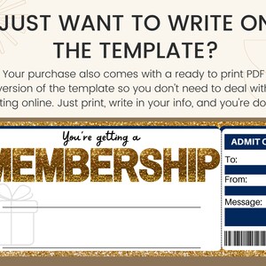 Membership Gift Certificate Template, Printable Subscription Gift ...