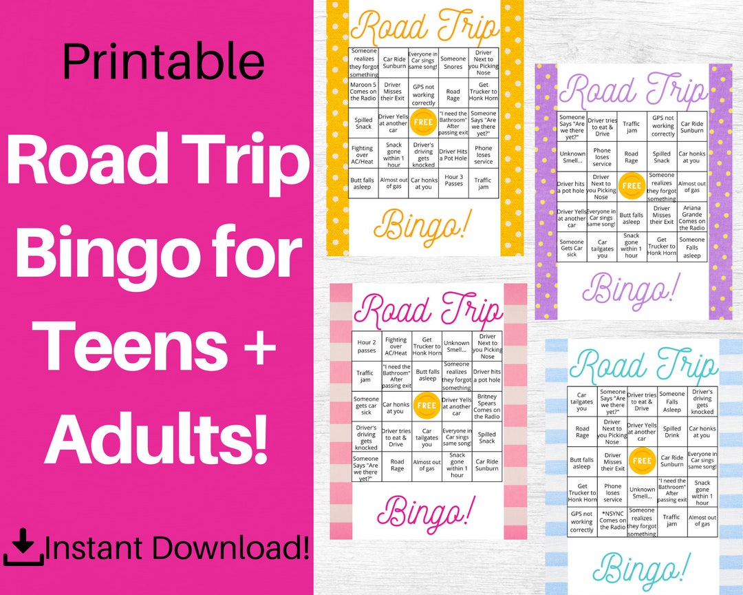 Road Trip Bingo. Road Trip Games. Road Trip Activities. Road Trip ...
