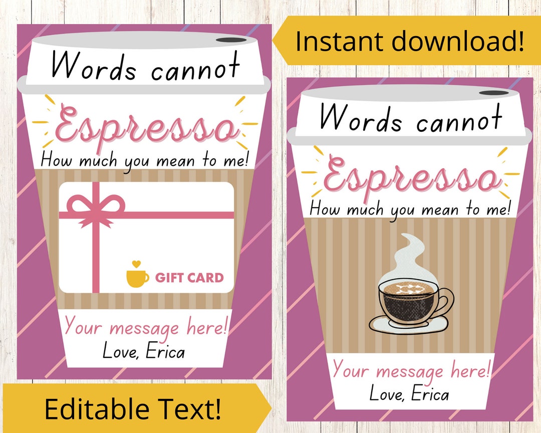 Coffee Gift Card Holder. Coffee Gift Card Printable. Teacher Gift Card ...