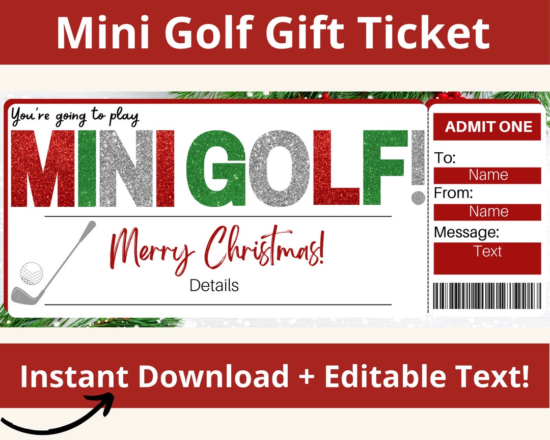 Mini Golf Gift Ticket. Mini Golfing Gift Certificate. Mini Golfing ...