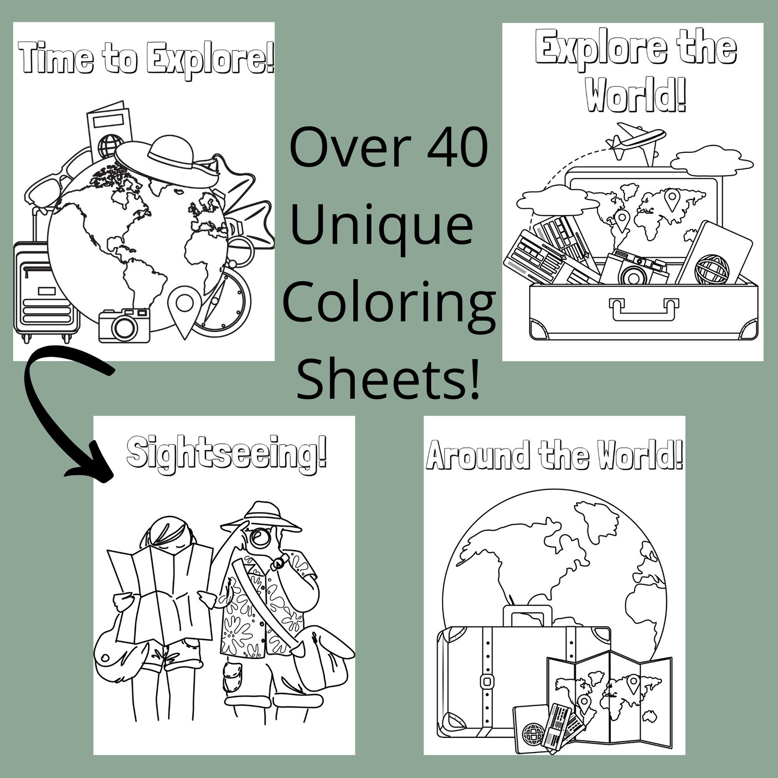 Travel Coloring Book for Kids. Travel Coloring Pages. - Etsy