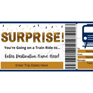 Train Boarding Pass. Train Ticket Template. Train Ride Gift. Train ...