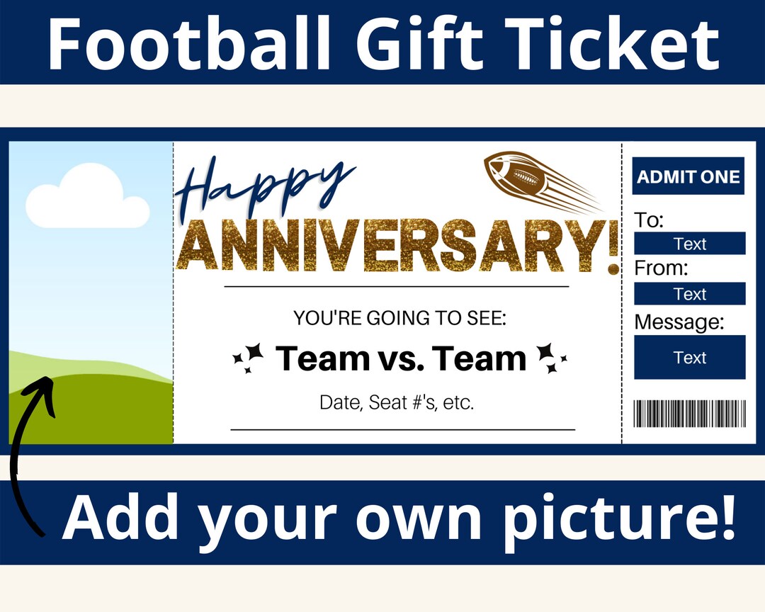 Football Ticket. Football Game Tickets. NFL Ticket Template. - Etsy