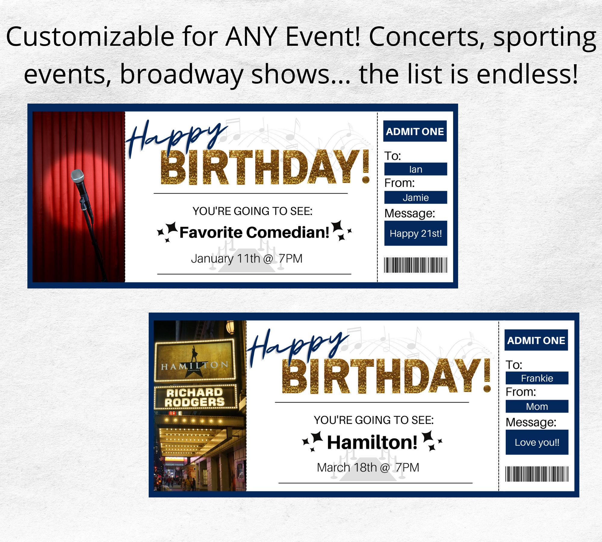 Event Ticket. Concert Ticket. Birthday Concert Ticket. - Etsy