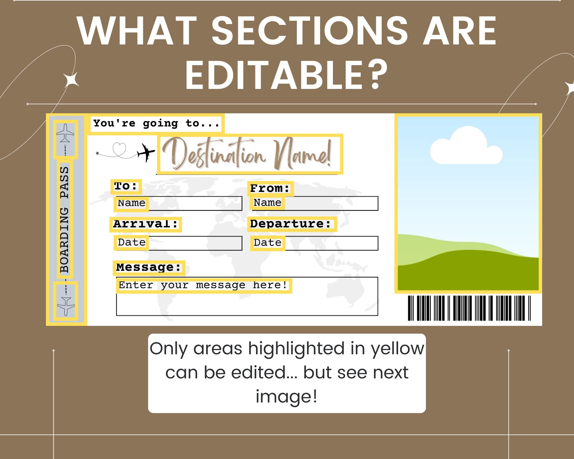 Boarding Pass Template Boarding Ticket Template Surprise Etsy