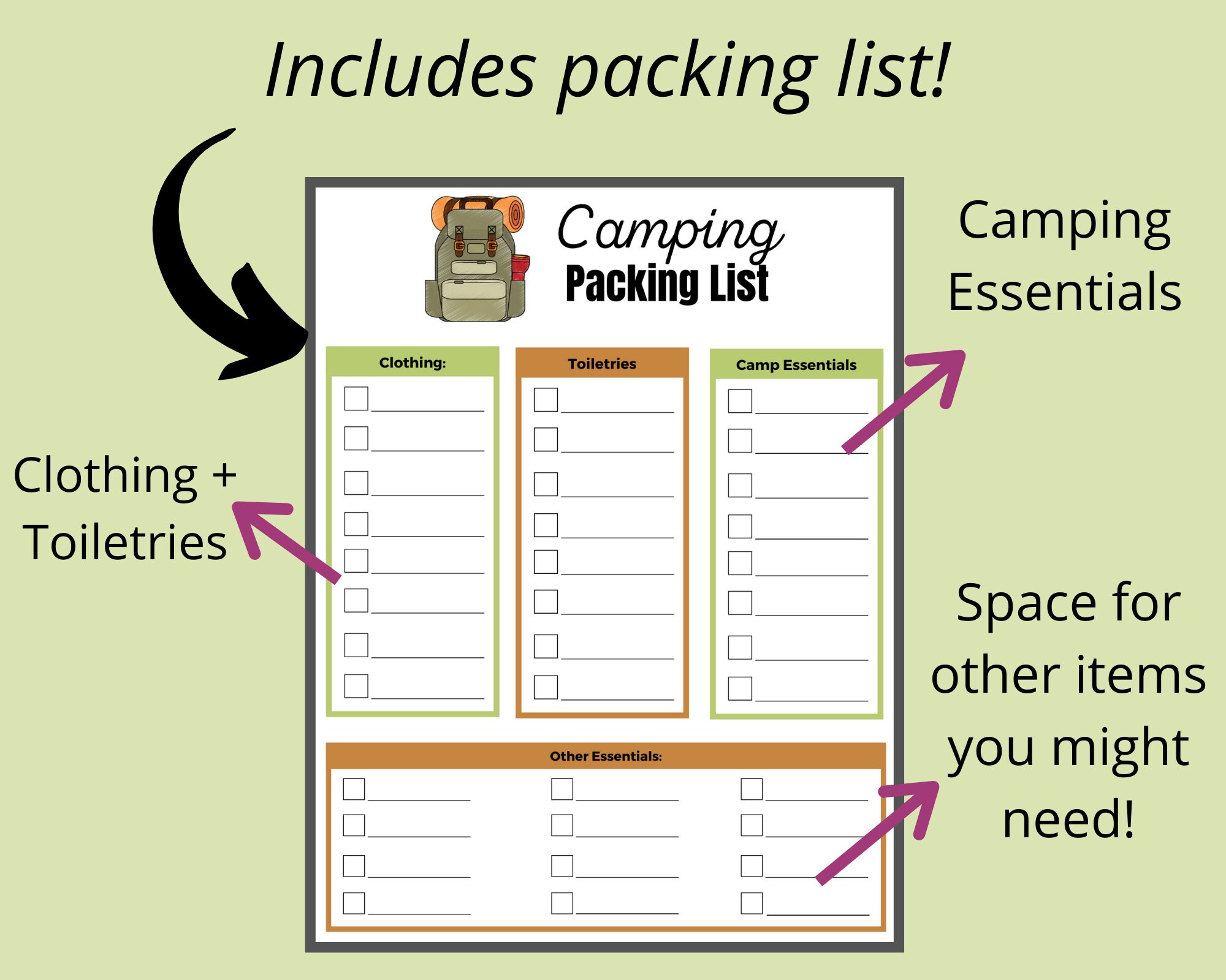 Camping Planner. Camping Planning. Camp Planner. Camp - Etsy