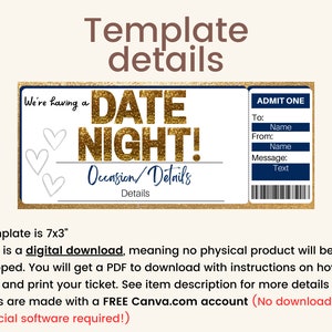 Date Night Coupon Template. Date Night Tickets. Date Coupons. Date ...