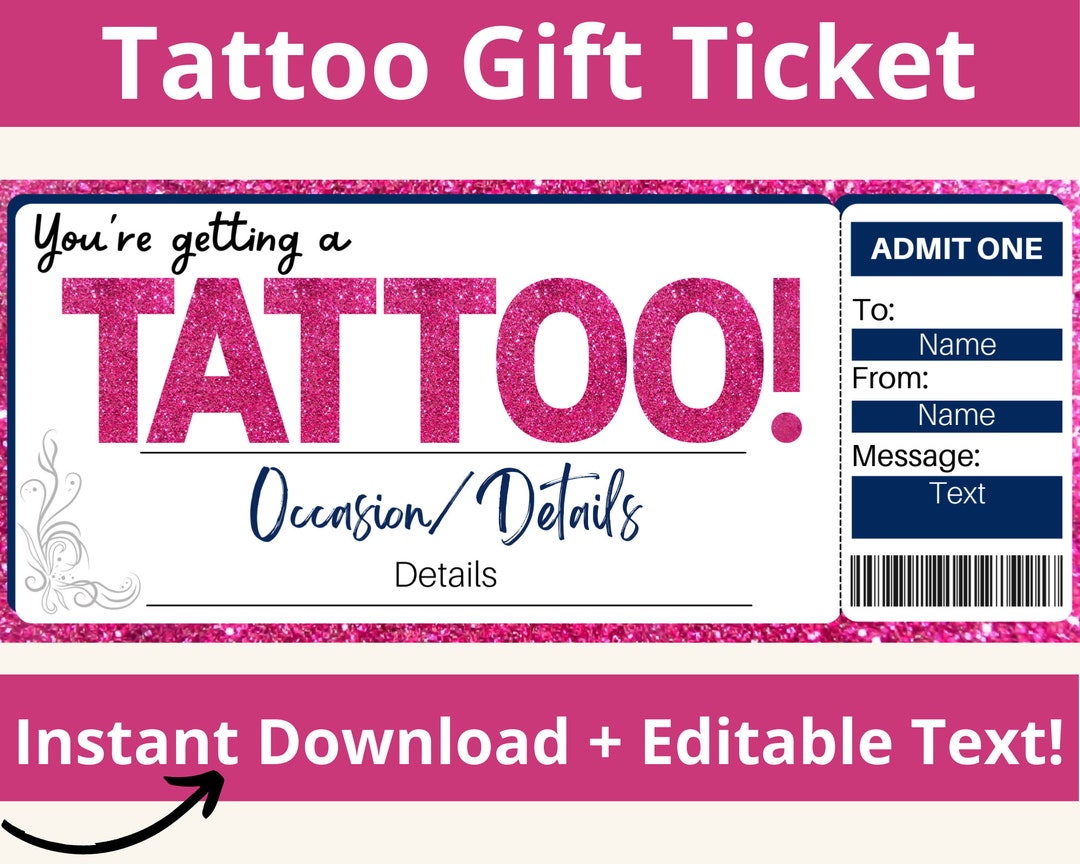 Tattoo Gift Card. Tattoo Gift Voucher. Tattoo Gifts. Tattoo Gift ...