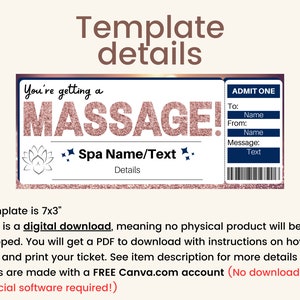 Massage Gift Certificate. Massage Ticket. Massage Coupon. Massage ...