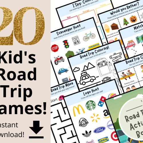 Road Trip Activity Pack Printable Travel Games for Kids - Etsy