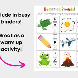 Beginning Sound Worksheet. Letter Sounds. Learning to Read. Preschool ...