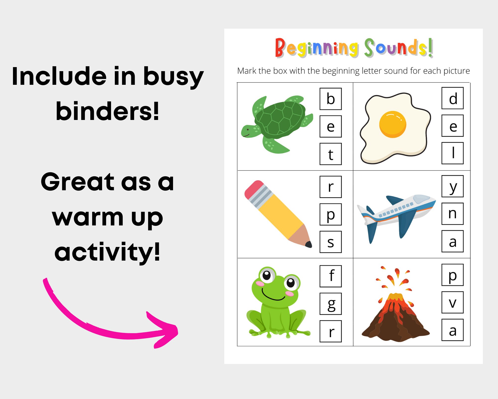 Beginning Sound Worksheet. Letter Sounds. Learning to Read. Preschool ...