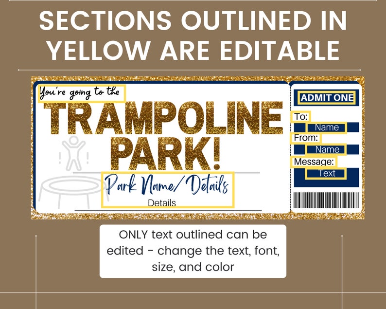 Trampoline Park Ticket. Trampoline Park Invitation. Trampoline Park ...