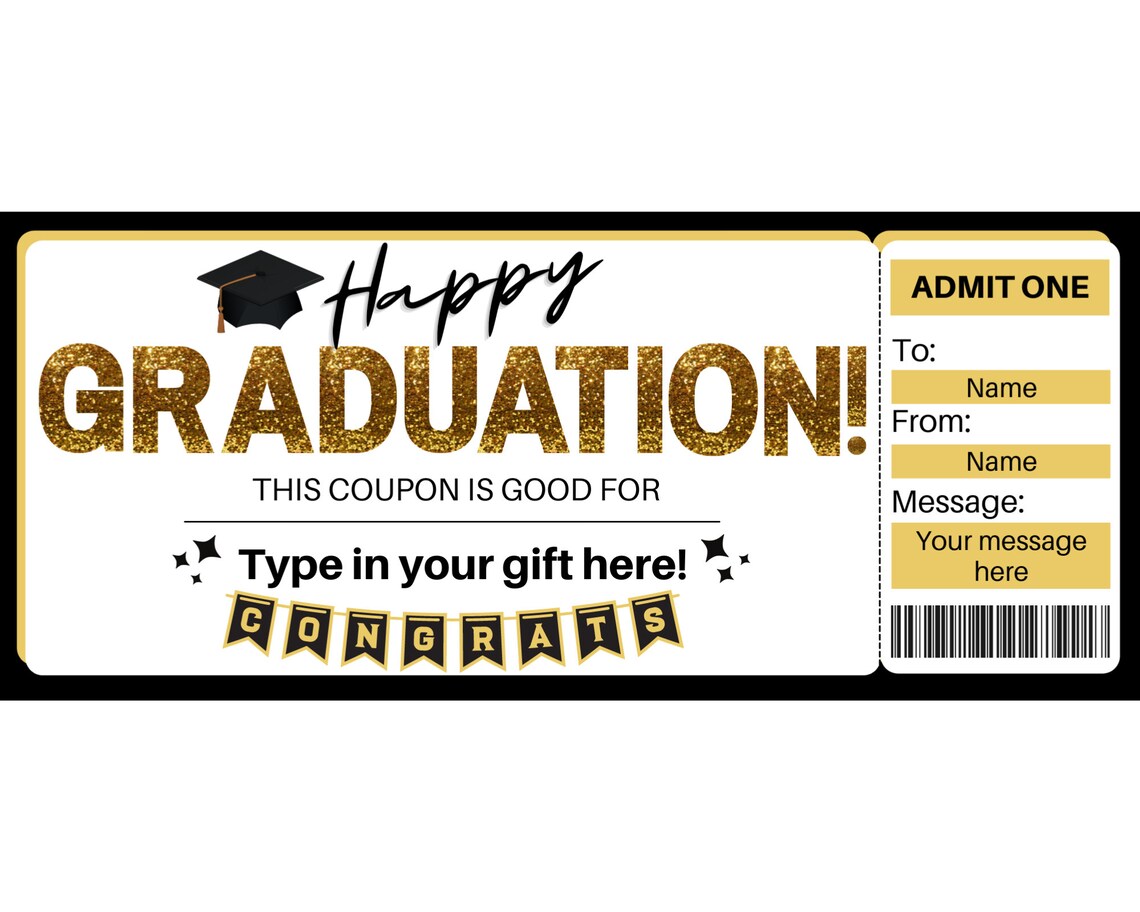 Printable Graduation Coupon. Graduation Gifts. Editable Coupons ...