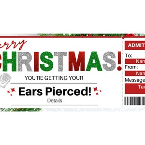 Ear Piercing Gift Certificate. Ears Pierced Ticket. Ear Piercing ...