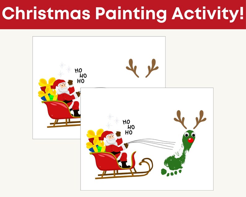 Santa Handprint Art Printable, Christmas Craft for Kids, Fingerprint ...