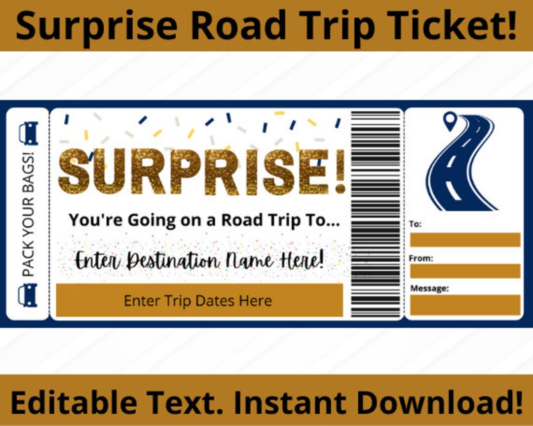 Road Trip Ticket. Road Trip Surprise. Road Trip Reveal. Road - Etsy