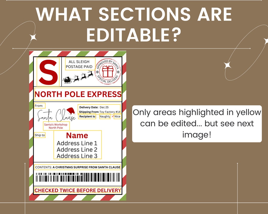 Santa Shipping Label. North Pole Mailing Label. Santa Mail - Etsy