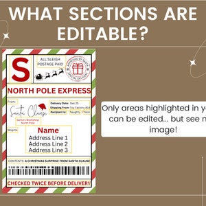 Santa Shipping Label. North Pole Mailing Label. Santa Mail Label. Elf ...