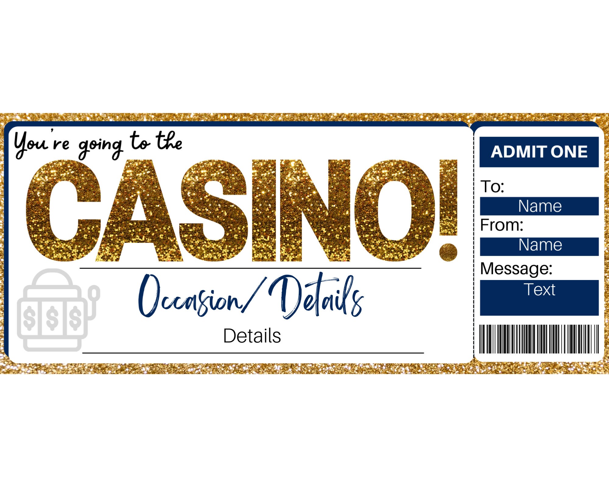 Casino Gift Certificate, Casino Ticket Template, Gambling Voucher ...