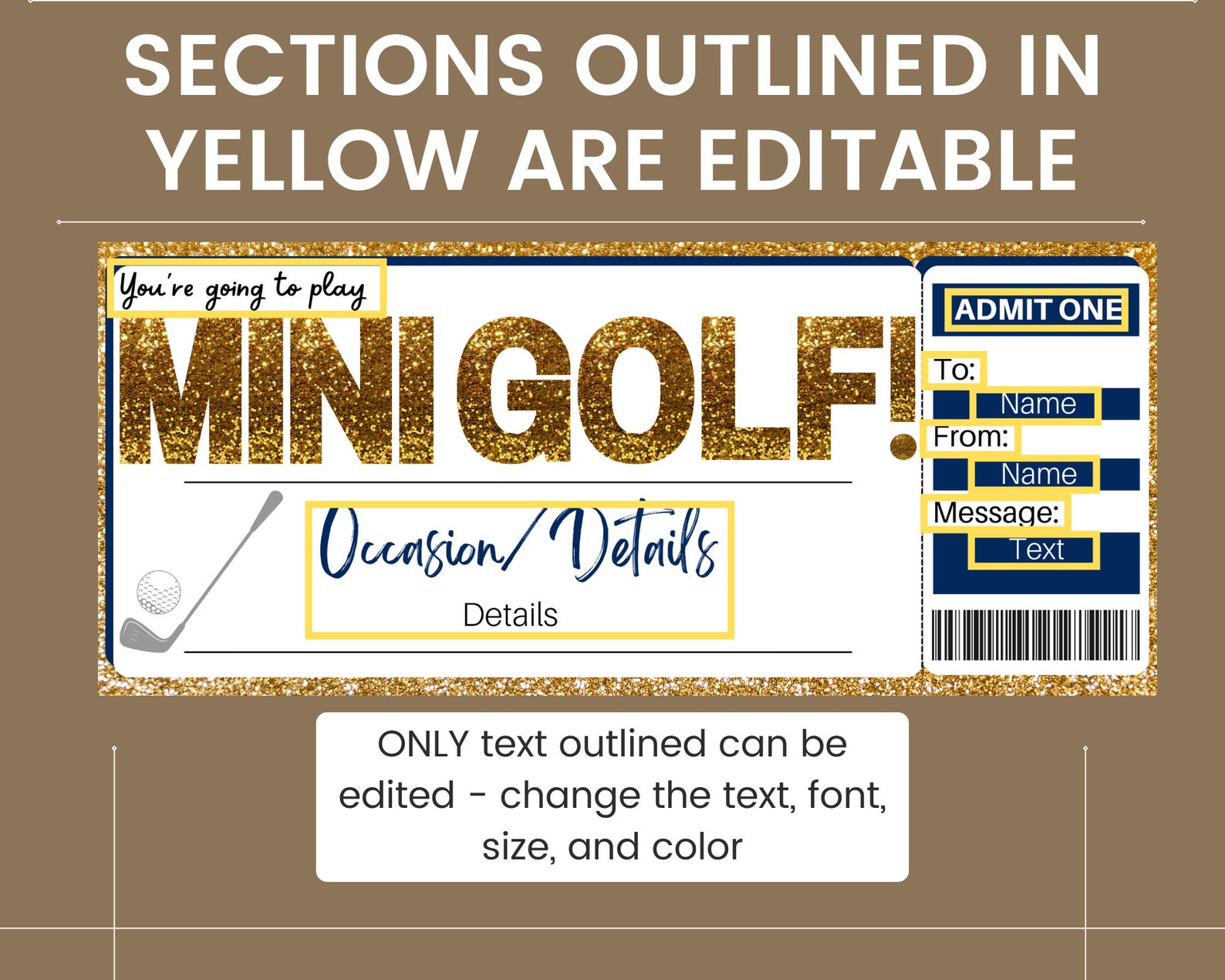 Mini Golf Gift Ticket. Mini Golfing Gift Certificate. Mini Golfing ...