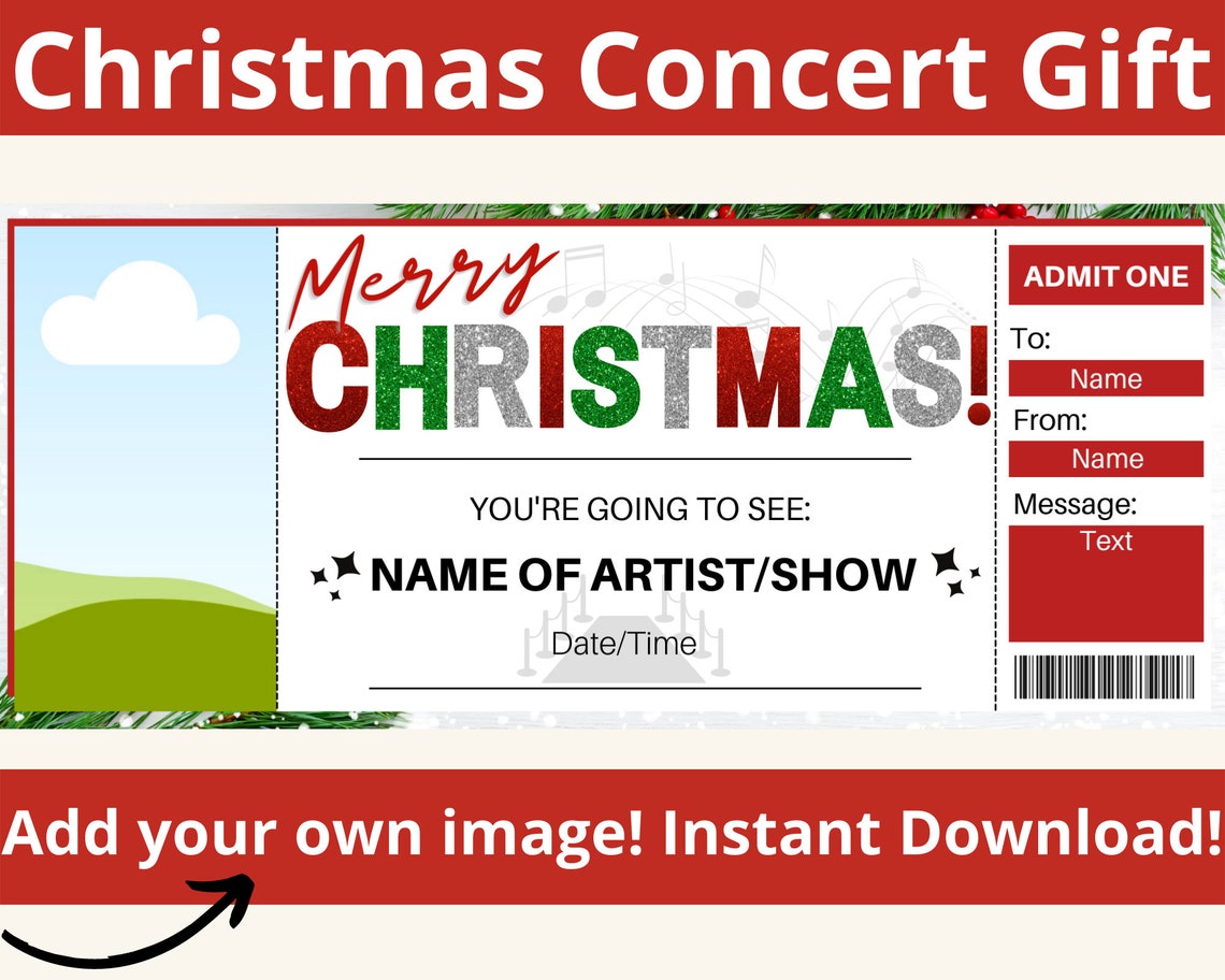 Christmas Concert Ticket. Concert Ticket Gift. Printable - Etsy