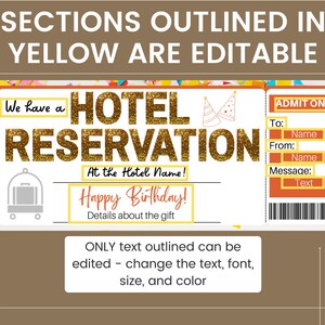 Hotel Reservation Voucher. Birthday Hotel Ticket. Hotel Voucher. Hotel ...
