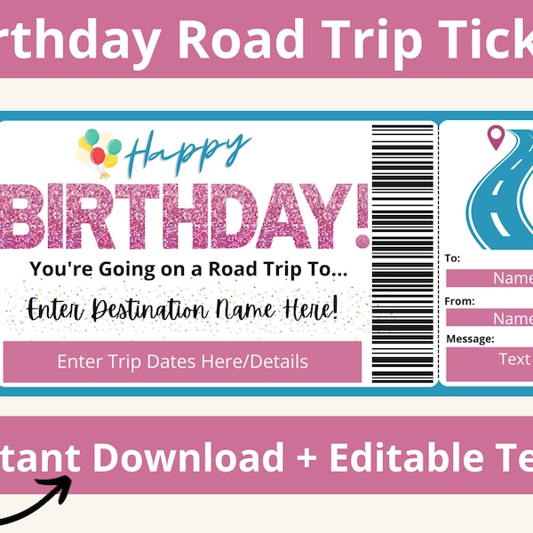 Road Trip Ticket Printable - Etsy