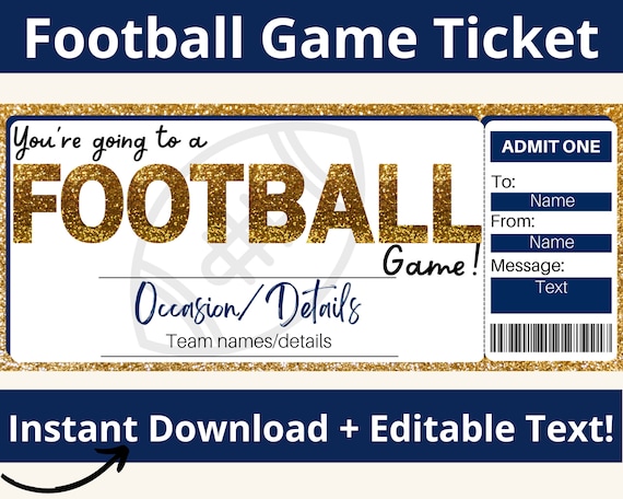 Football Ticket Template Etsy