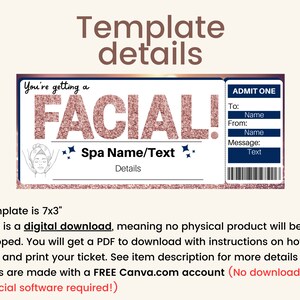 Facial Gift Certificate. Facial Coupon. Facial Certificate. Spa Ticket ...