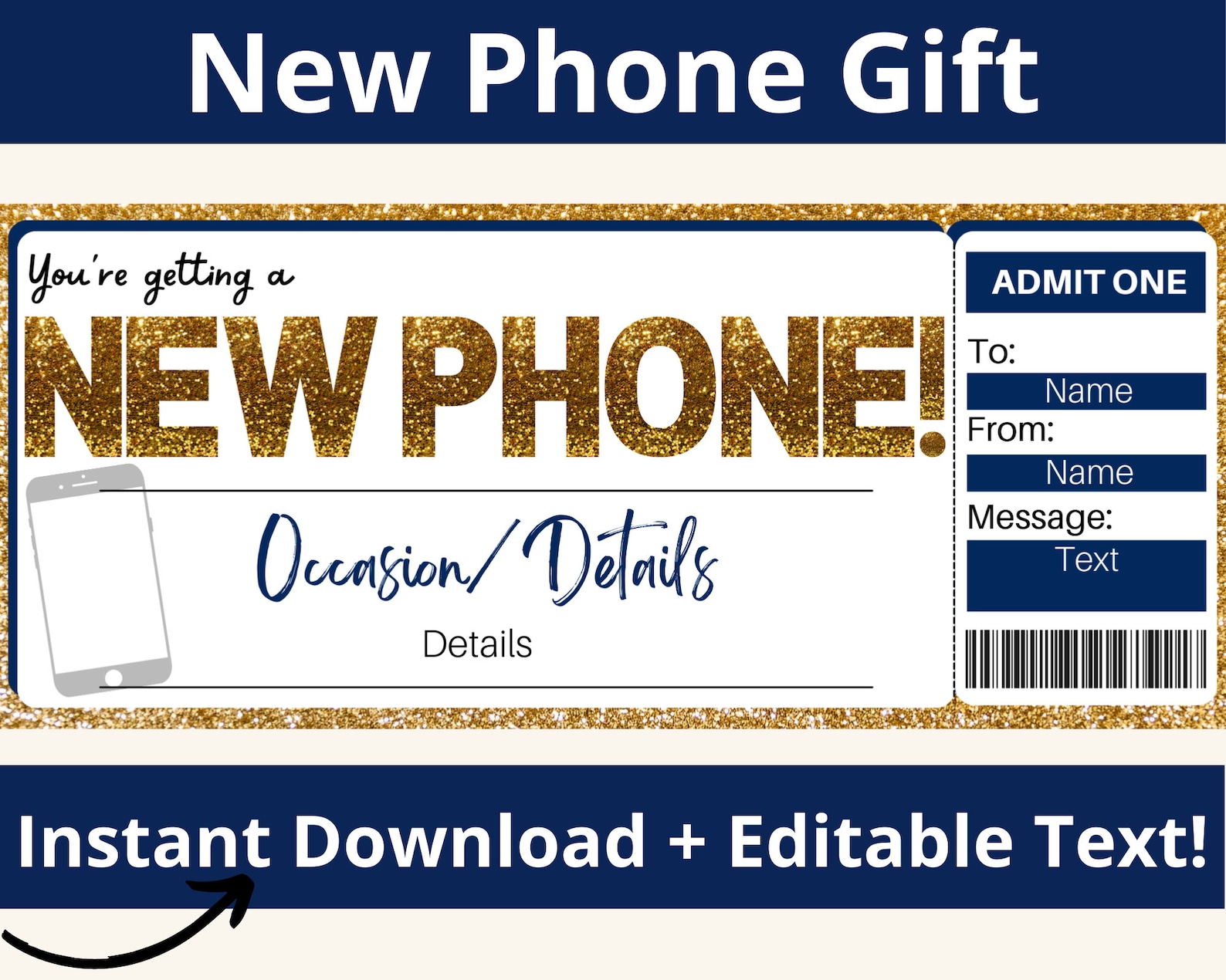 New Phone Gift Certificate, iPhone Gift Ticket Template, New Phone ...