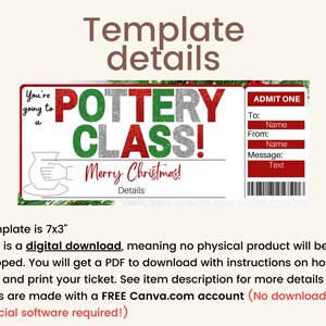 Pottery Class Gift Ticket. Pottery Class Gift Certificate. Pottery ...
