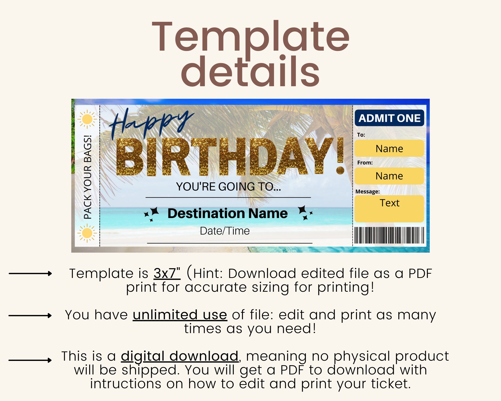 Beach Boarding Pass. Boarding Pass Birthday. Beach Vacation - Etsy