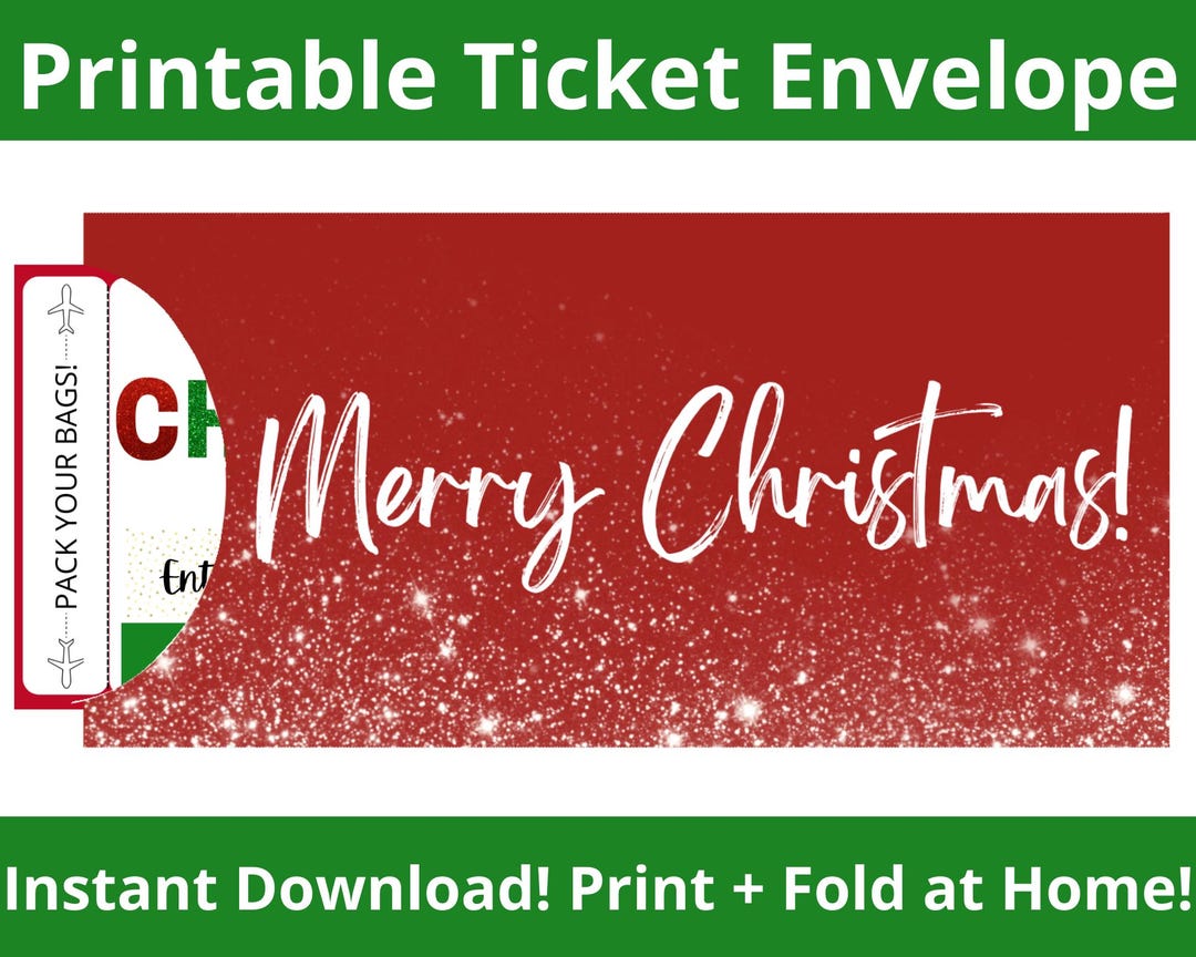 Ticket Envelope. Printable Envelope Template. Christmas Envelope ...