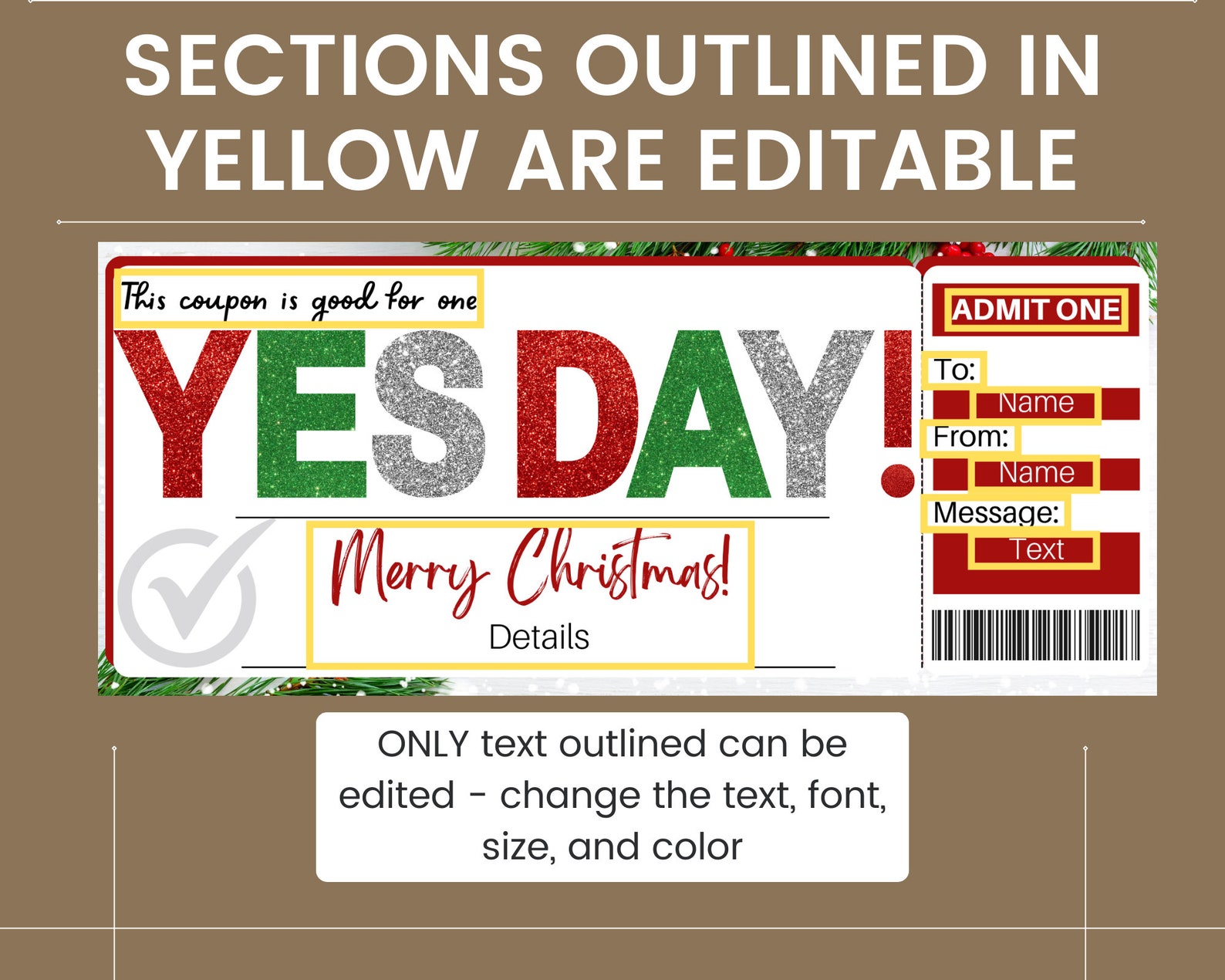 Yes Day Gift Certificate, Yes Day Coupon Ticket for Kids, Yes Day ...