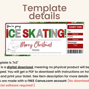 Ice Skating Gift Ticket. Ice Skating Invitation. Surprise Ice Skating ...