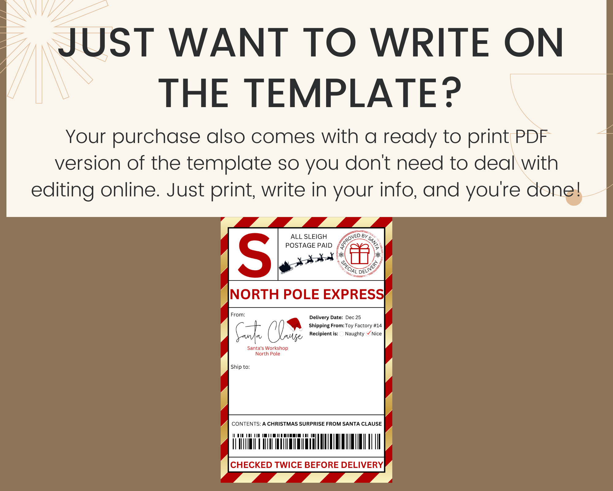 Santa Shipping Label. North Pole Mailing Label. Santa Mail - Etsy