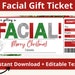 Facial Gift Certificate. Facial Coupon. Facial Certificate. Spa Ticket ...