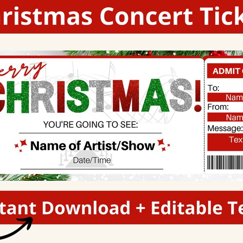 Editable Concert Ticket Template Surprise Getaway Gift - Etsy Canada